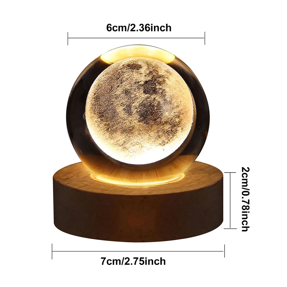 Crystal Ball Night Light Glowing Planet Galaxy Astronaut 3D Moon Table ...
